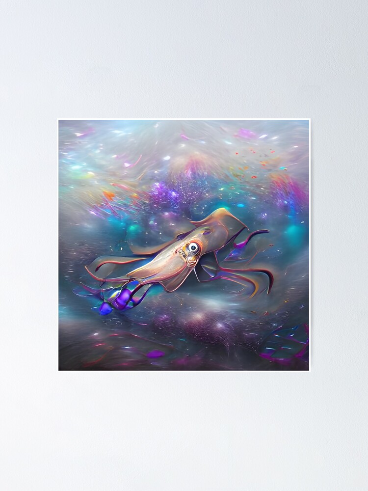 "Cosmic Squid, AI Art" Poster by TwoMilesBlue | Redbubble