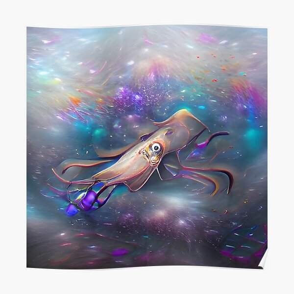 "Cosmic Squid, AI Art" Poster by TwoMilesBlue | Redbubble