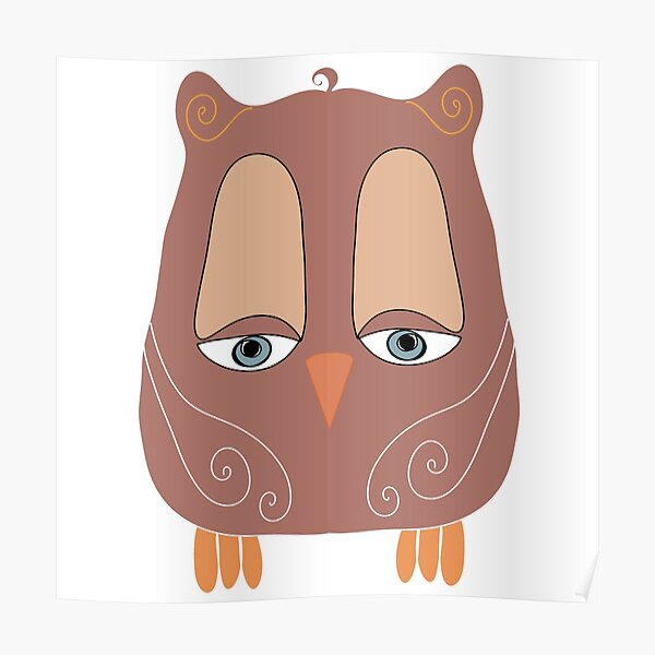 "Tired owl digital doodle illustration " Poster for Sale by MittAtelier ...