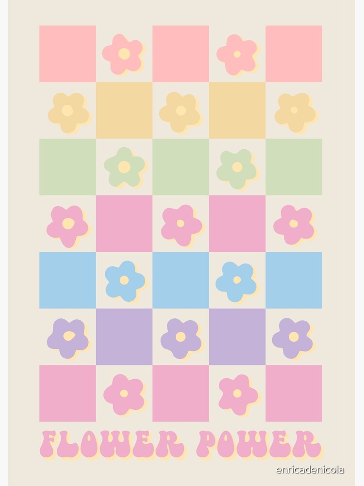 "Colorful Pastel Flower Power Checkerboard" Poster for Sale by ...