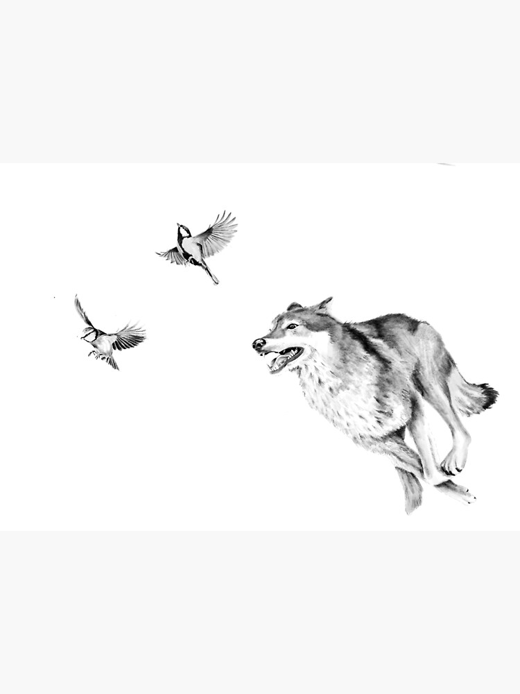 "wolf chasing birds" Posterundefined by Nus-for-design | Redbubble