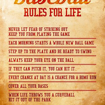 "Baseball Rules For Life Baseball Lover Baseball Player Gift Kids ...