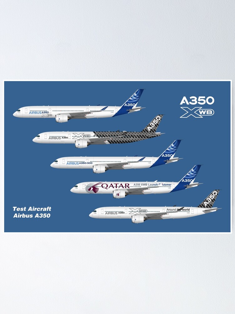"Airbus A350 Test Aircraft Fleet Illustration" Poster for Sale by ...
