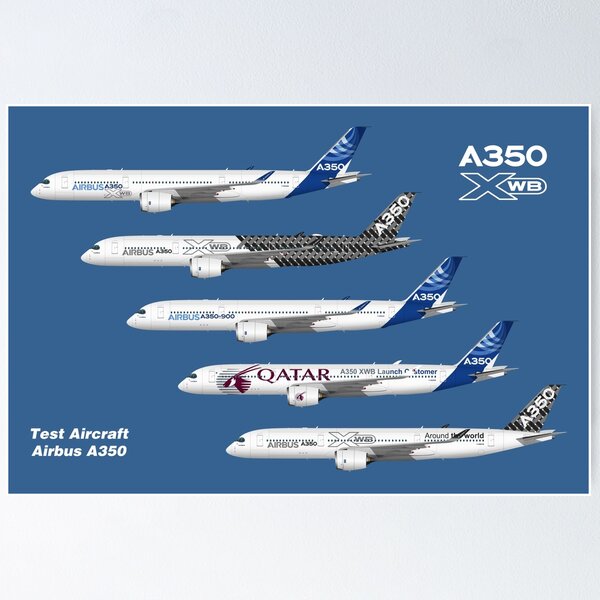 "Airbus A350 Test Aircraft Fleet Illustration" Poster for Sale by ...