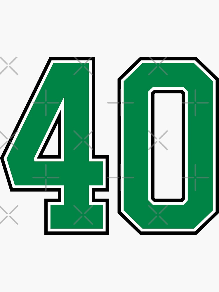 "40 number, green lucky sports forty" Sticker by ArtIsParty | Redbubble