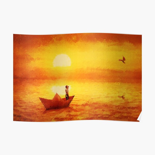 "paper boat sailing adventure" Poster for Sale by psychoshadow | Redbubble