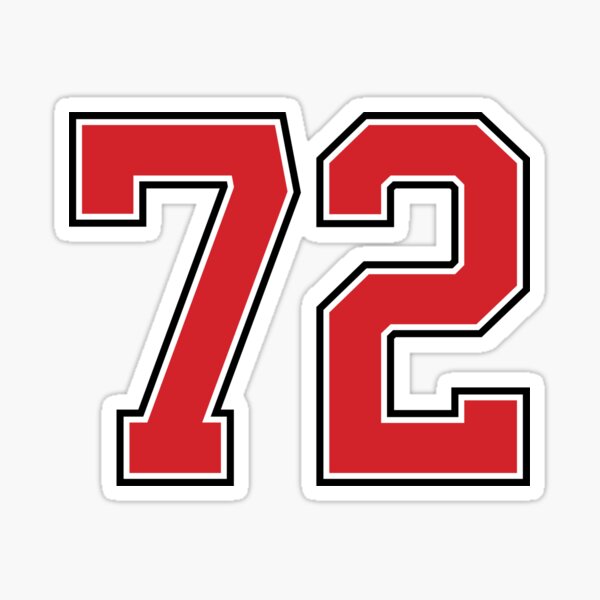 "Sports Number 72, red black color lucky sport seventy two" Sticker by ...