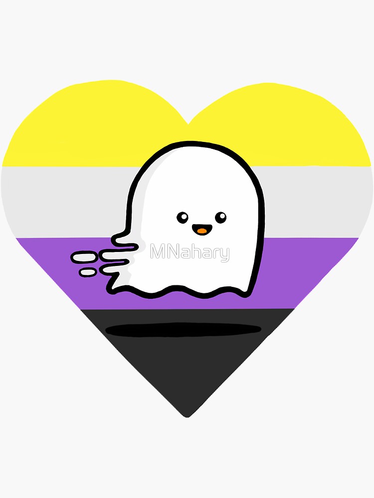 "Non-Binary Ghost Heart" Sticker by MNahary | Redbubble