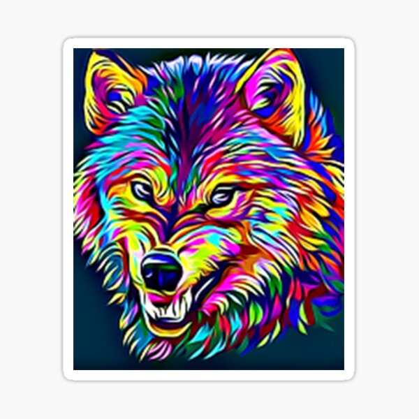 "incredible angry wolf art design" Sticker by milanmilan2022 | Redbubble
