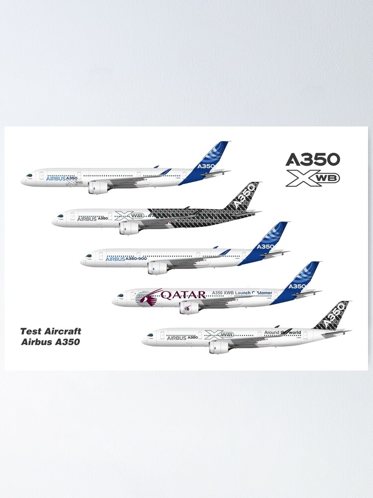 "Airbus A350 Test Aircraft Fleet Illustration" Poster for Sale by ...