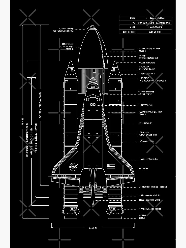 "NASA Space Shuttle. Vertical (White Stencil - No Background)" Art ...