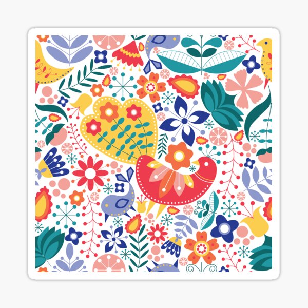 "Scandinavian Maximalist Folk Design" Sticker by sarakaquabubble ...