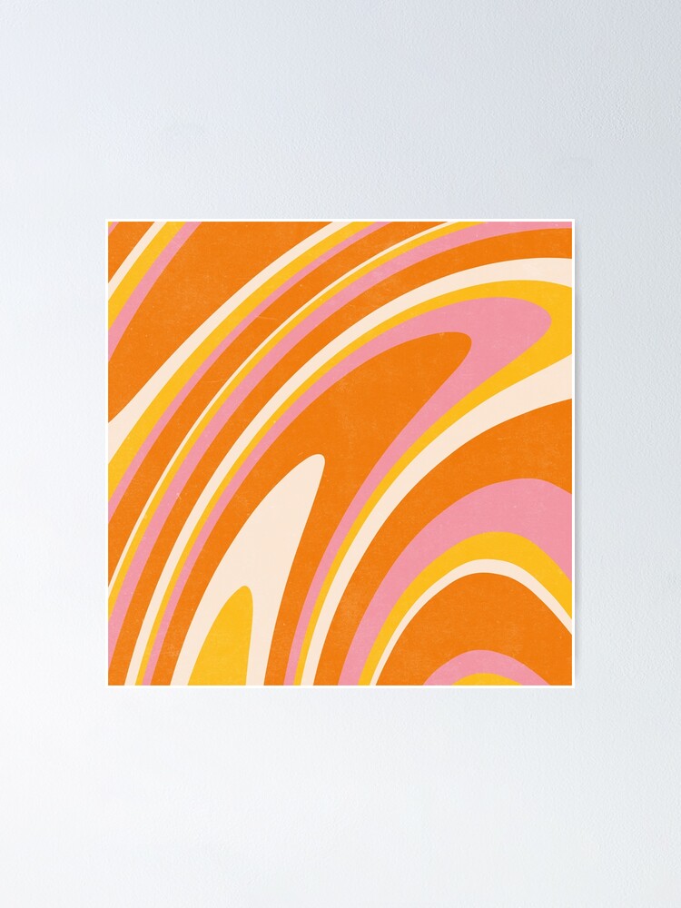 "Orange Pink Groovy Wavy Retro 70s Abstract Swirl" Poster for Sale by ...