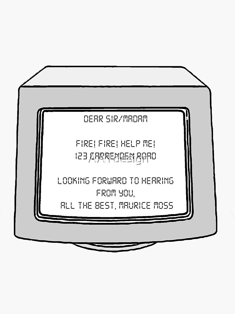 "The IT crowd, Moss email fire department" Sticker for Sale by ...