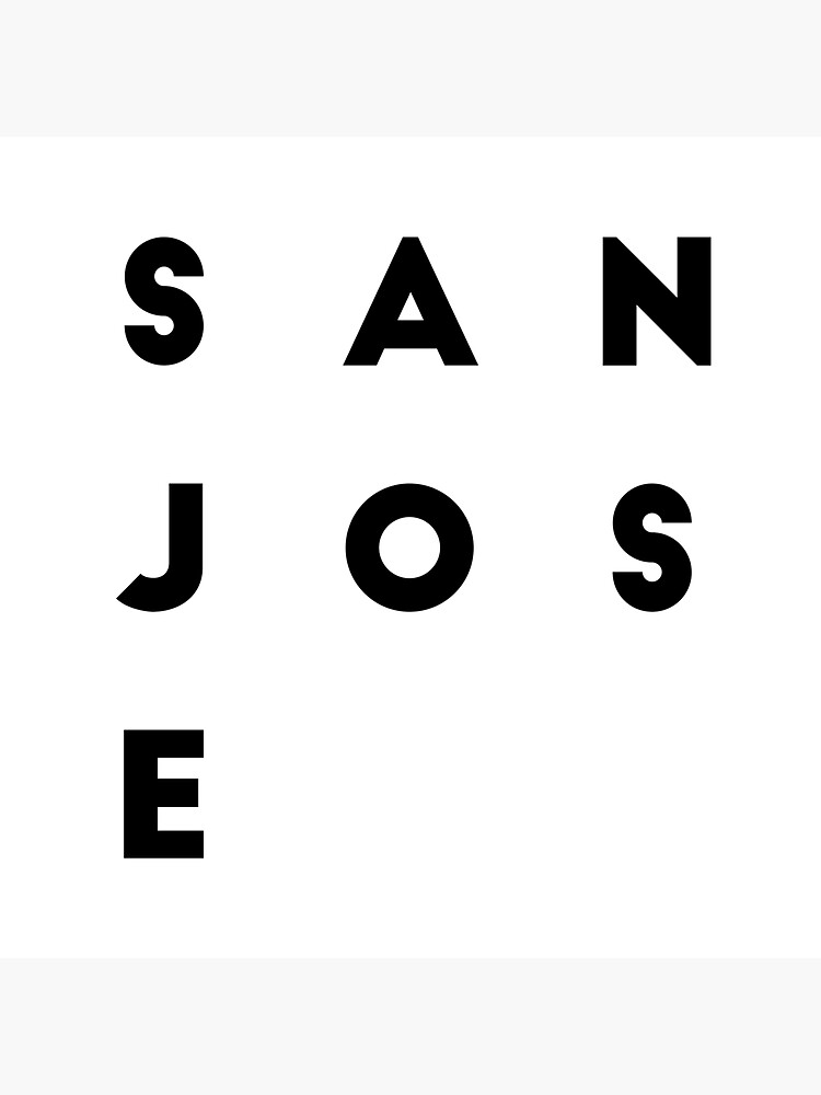 "San Jose | White square letters | California" Sticker by camisariasj ...