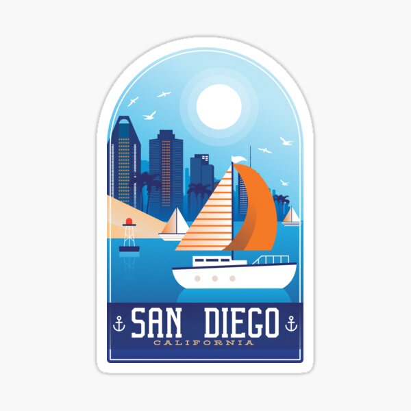 "San Diego - Vintage Travel" Sticker by infleims | Redbubble