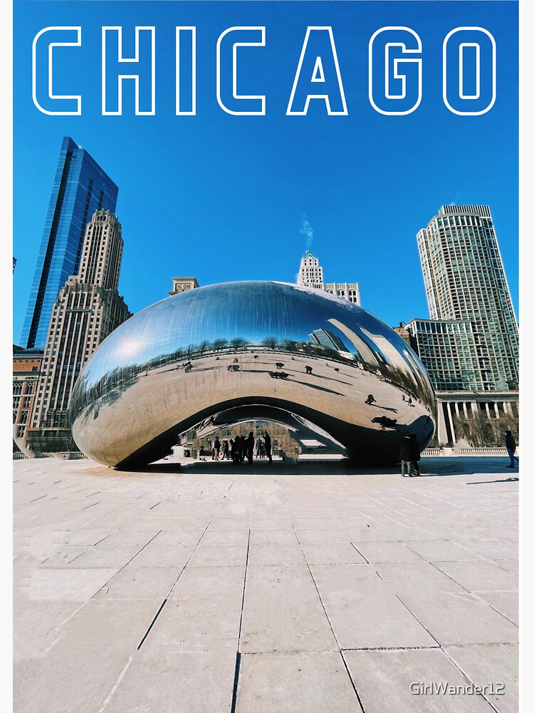 "chicago bean postcard " Sticker by GirlWander12 | Redbubble