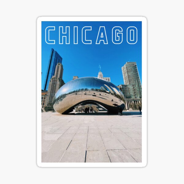 "chicago bean postcard " Sticker by GirlWander12 | Redbubble