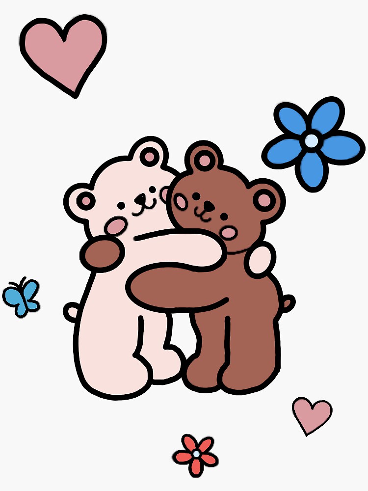 "Cute bears hugging" Sticker by KeelinX | Redbubble