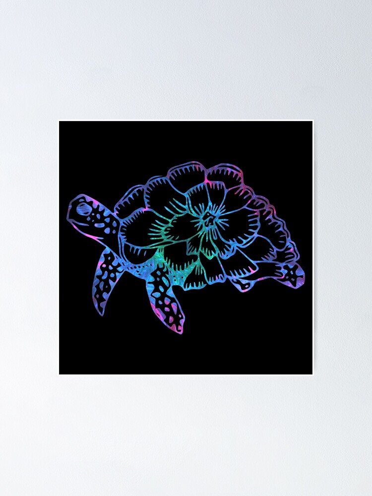 "cute little blue and purple turtle with a flower shell" Poster by Zevy ...