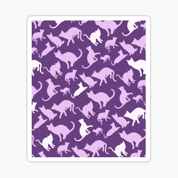"Purple Cat Silhouette Pattern" Sticker for Sale by HappyLifeCreate ...