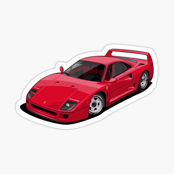 "Ferrari F40 RED (Italian Sports car) 1990" Sticker for Sale by ...