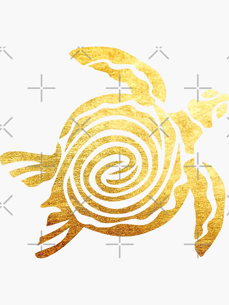 "gold metallic turtle chunky swirl design " Sticker by Zevy-Darling ...