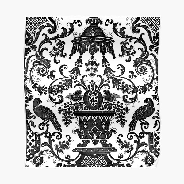 "Vintage Gothic Crest Inspired Fantasy Pattern Art - Black and White ...