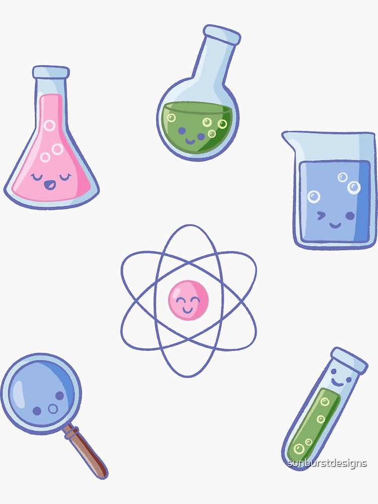 "Kawaii Science Lab Sticker Set" Sticker for Sale by sunburstdesigns ...