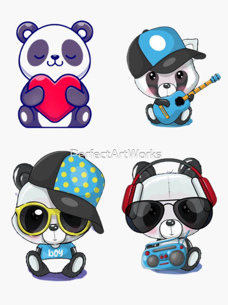 "Cool Panda Pack Panda lover, Stickers Pack Panda Music Panda Love ...
