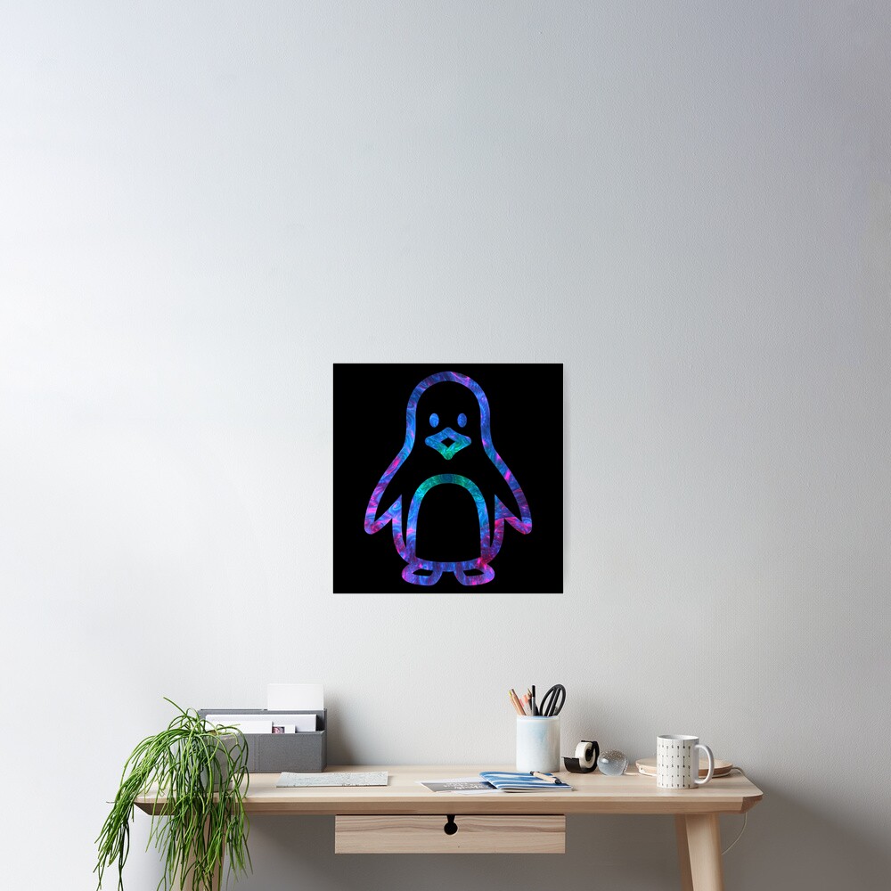 "psychedelic rainbow penguin outline" Poster by Zevy-Darling | Redbubble