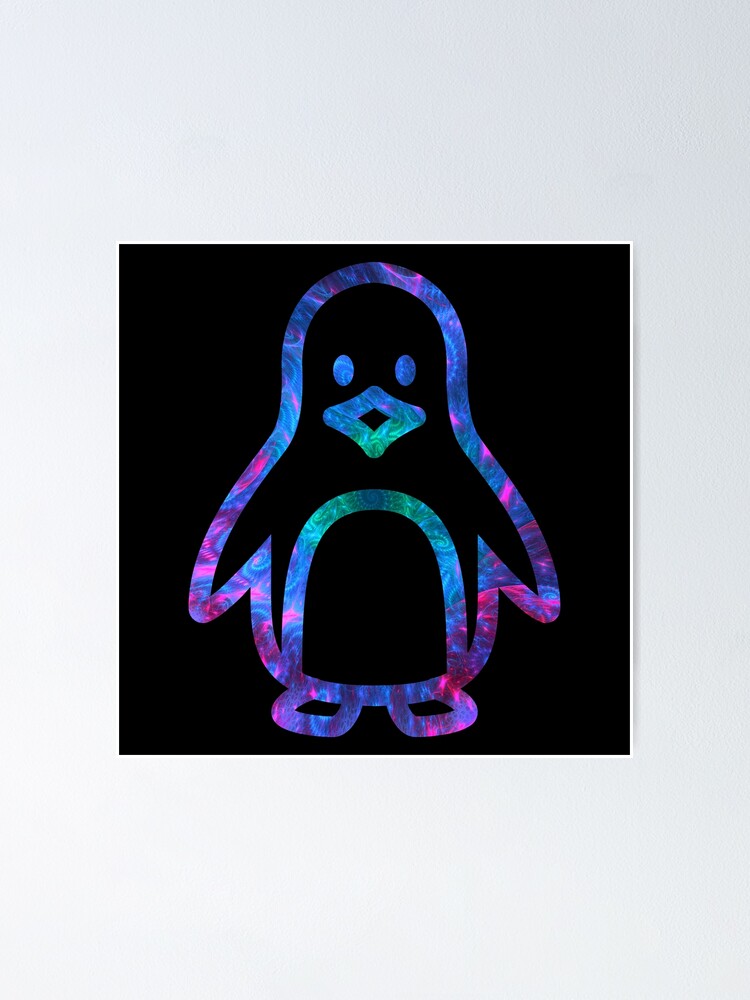 "psychedelic rainbow penguin outline" Poster by Zevy-Darling | Redbubble