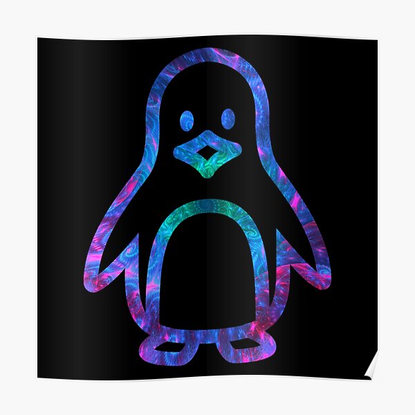 "psychedelic rainbow penguin outline" Poster by Zevy-Darling | Redbubble