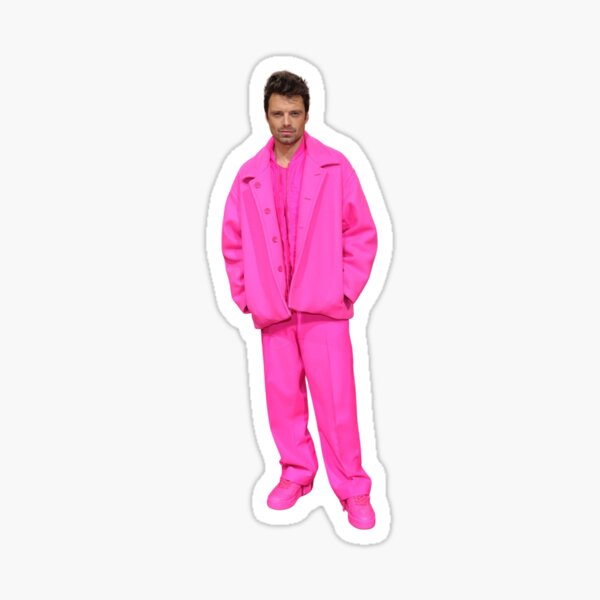 "Sebastian Stan all pink clothes met gala " Sticker by prianart | Redbubble