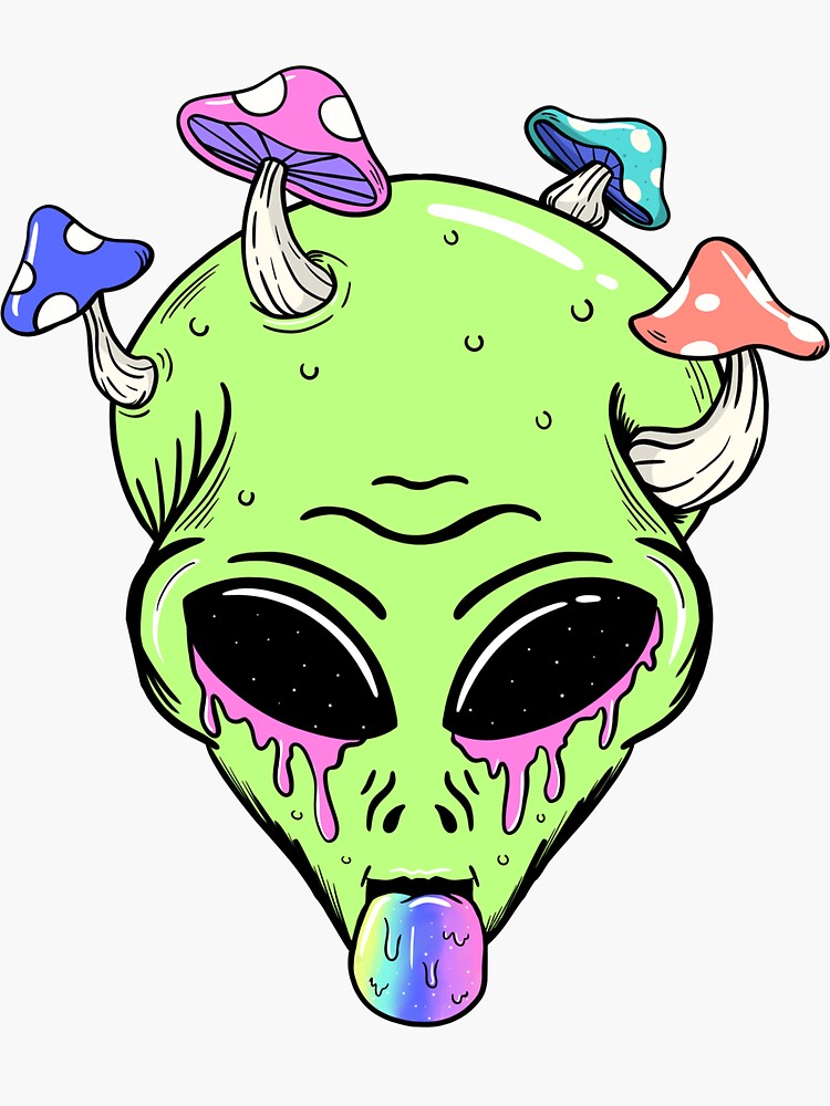 "Trippy Cool Alien Mushrooms" Sticker for Sale by SimpleStoner | Redbubble