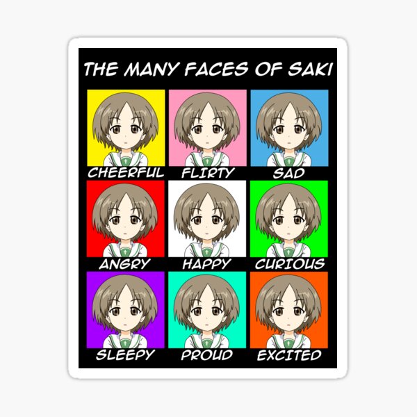 "The Many Faces of Saki" Sticker for Sale by uQcaM | Redbubble