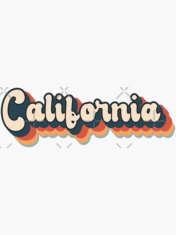 "California - in vintage retro script font" Sticker for Sale by ...