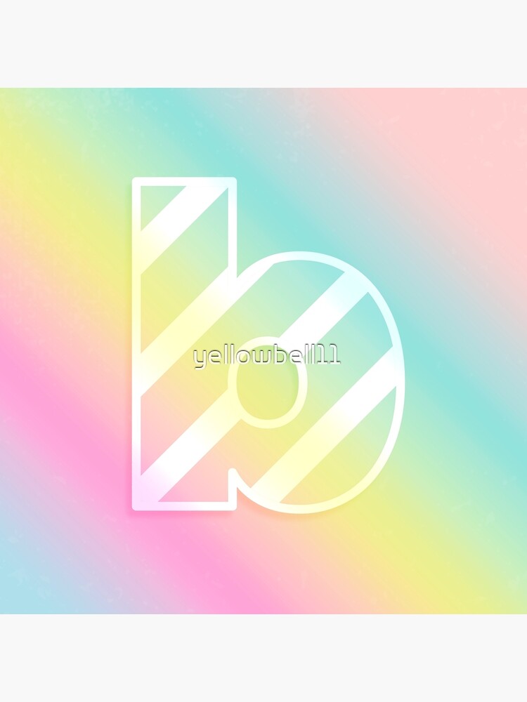 Lámina fotográfica «Letra b minúscula a rayas pastel, gradiente de arco ...