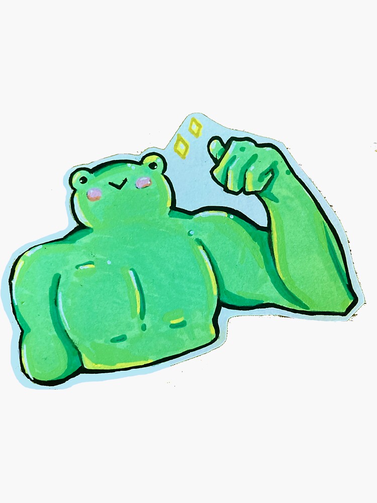 "Muscle Frog!" Sticker for Sale by cafenzie | Redbubble