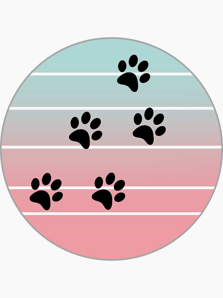 "Vintage sunset paw print design" Sticker for Sale by AvaJoanne | Redbubble