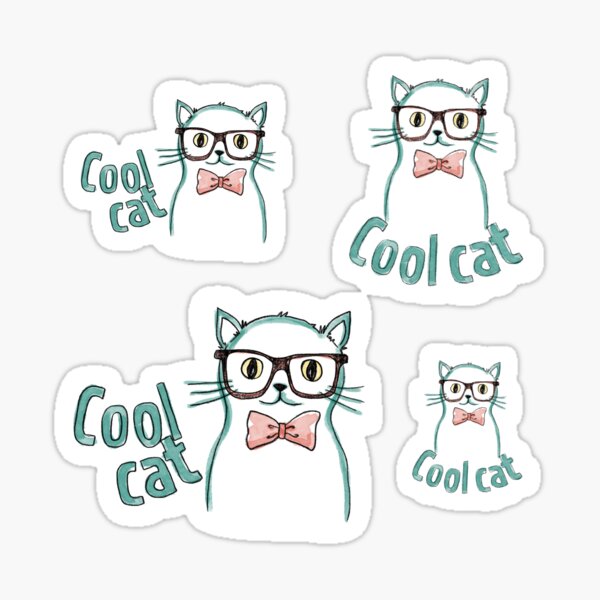 "Cool cat" Sticker by Lillieoandco | Redbubble