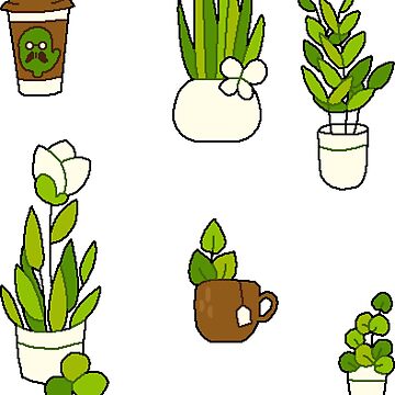 "SET OF 8 plant and coffee stickers!" Sticker for Sale by PINEKID [ k a ...