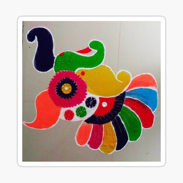 "peacock design rangoli" Sticker by MaaPaa | Redbubble