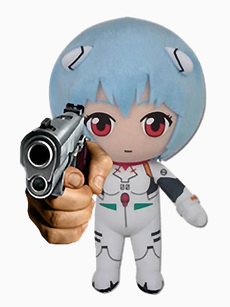 "Evangelion Rei Plush Gun Sticker" T-shirt for Sale by NabiKruc ...