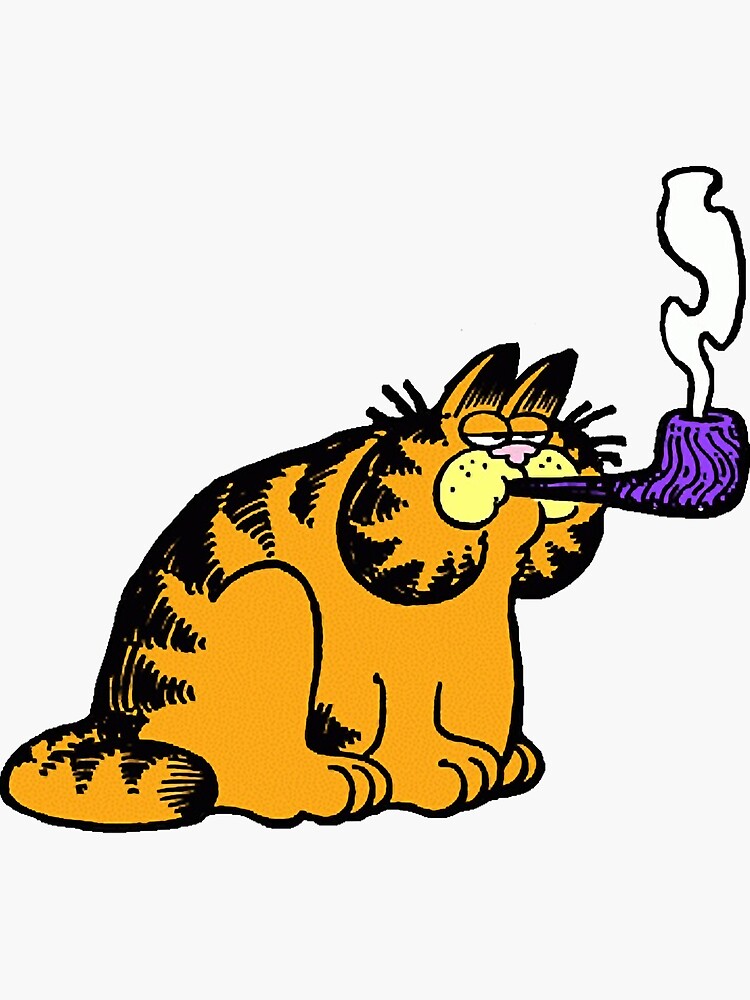 "smoking Garfield Sticker" Sticker for Sale by NabiKruc | Redbubble