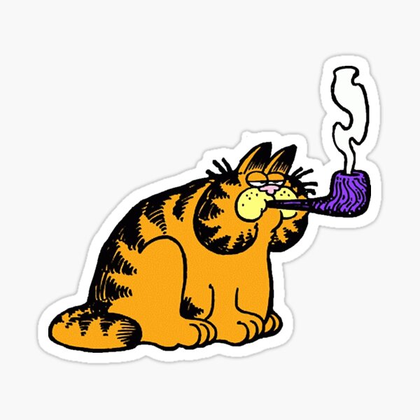 "smoking Garfield Sticker" Sticker for Sale by NabiKruc | Redbubble