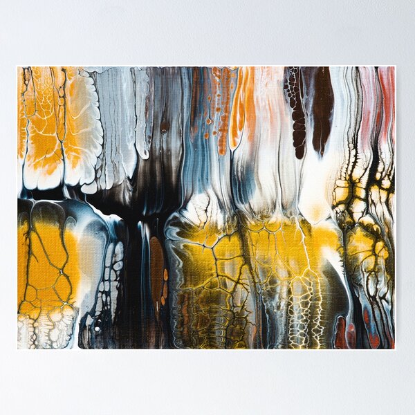 Poster for Sale mit "Acryl Pouring Art Swipe Pour Gold Schwarz Weiß" von mhfoto | Redbubble