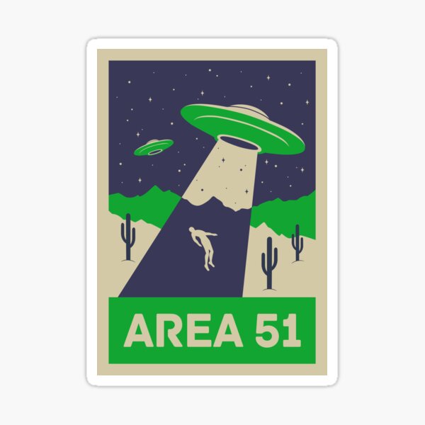 "Area 51 - Alien Abduction Retro Green" Sticker by 90sAlien | Redbubble