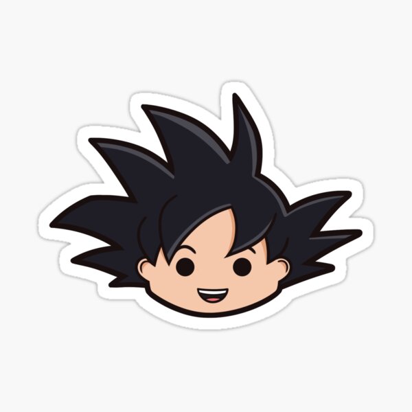"Son Goku (Chibi Head)" Sticker by Chibi-Heads | Redbubble