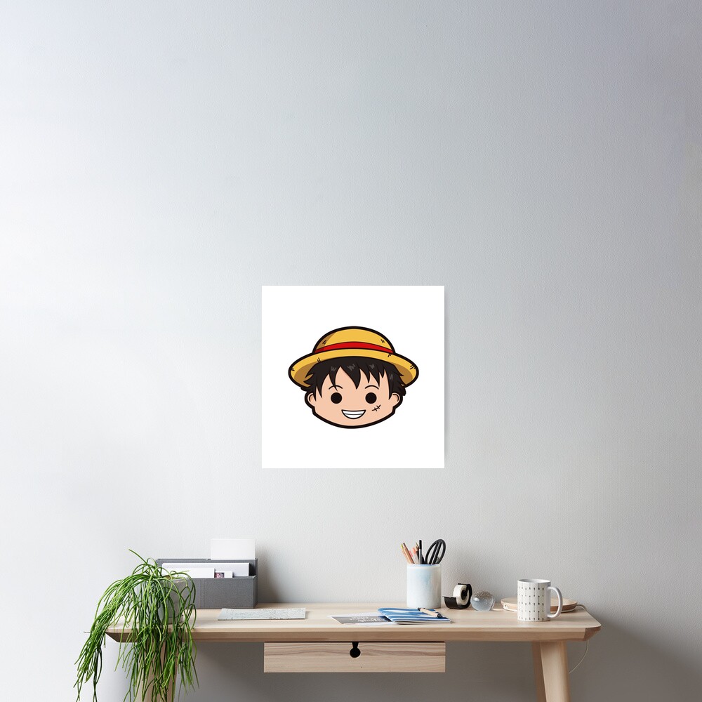 "Monkey D. Luffy (Chibi Head)" Poster for Sale by Chibi-Heads | Redbubble